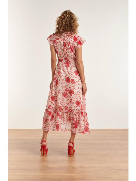 Smashed Lemon Maxi zomer jurk met rode en witte bloemenprint 23304